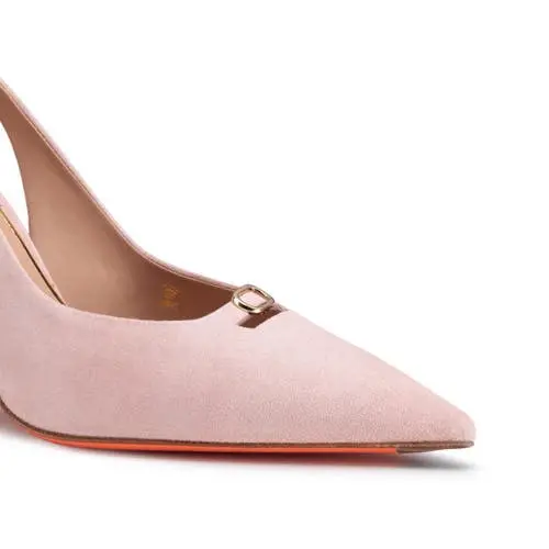 Santoni Suede Slingback Heels - Pink