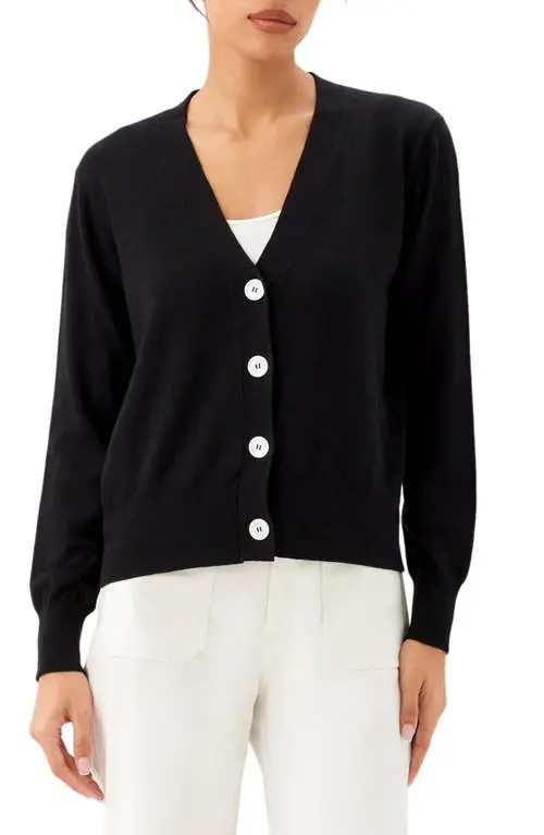 Karen Kane V-neck Button-front Cardigan - Black