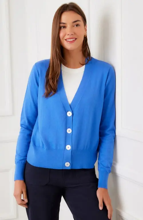 Karen Kane V-neck Button-front Cardigan - Blue