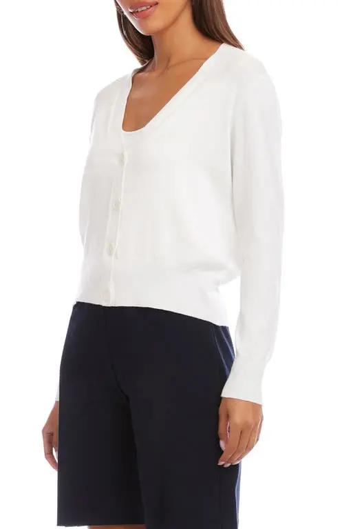 Karen Kane V-neck Button-front Cardigan - White