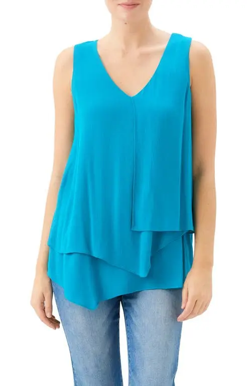 Karen Kane Drape Layered Asymmetric Tank - Teal