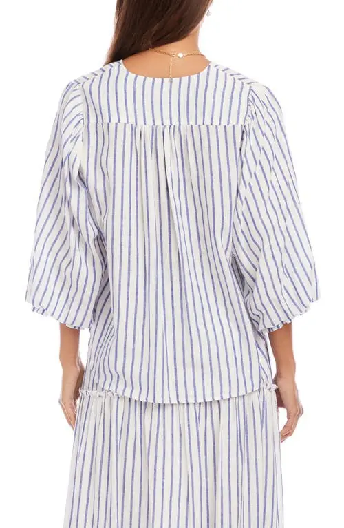 Karen Kane Stripe Linen Blend Shirt