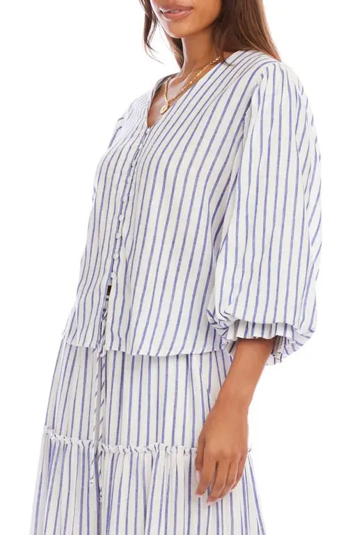 Karen Kane Stripe Linen Blend Shirt