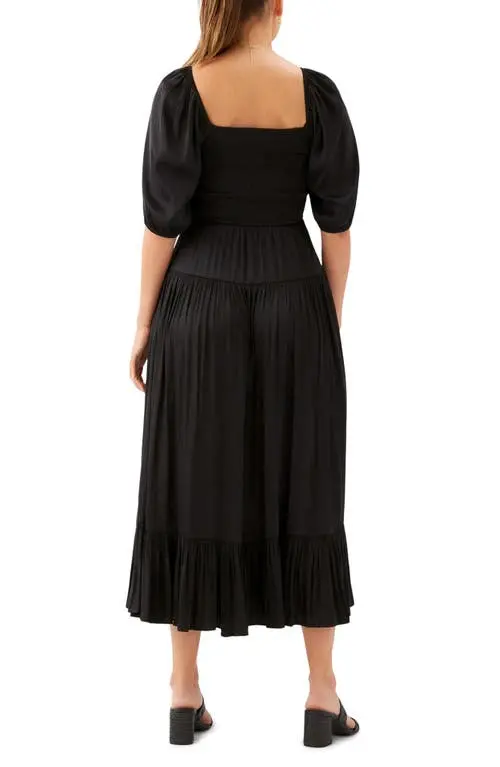 Karen Kane Smocked Balloon Sleeve Maxi Dress - Black