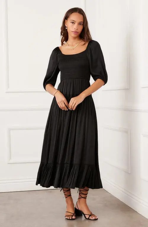 Karen Kane Smocked Balloon Sleeve Maxi Dress - Black