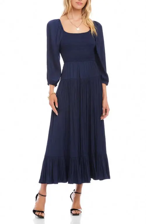 Karen Kane Smocked Balloon Sleeve Maxi Dress