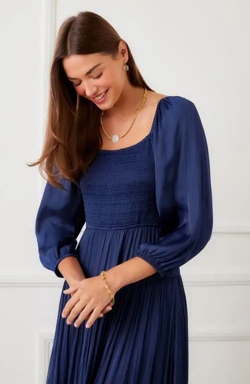 Karen Kane Smocked Balloon Sleeve Maxi Dress