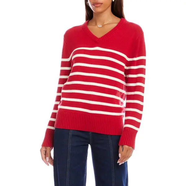 Karen Kane Stripe V-neck Sweater