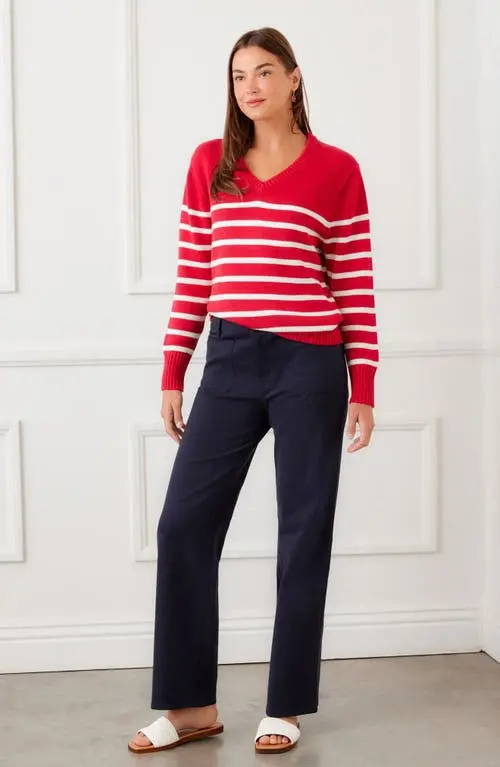 Karen Kane Stripe V-neck Sweater