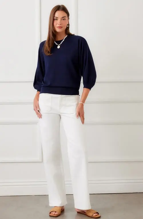 Karen Kane Puff Sleeve Sweater - Navy