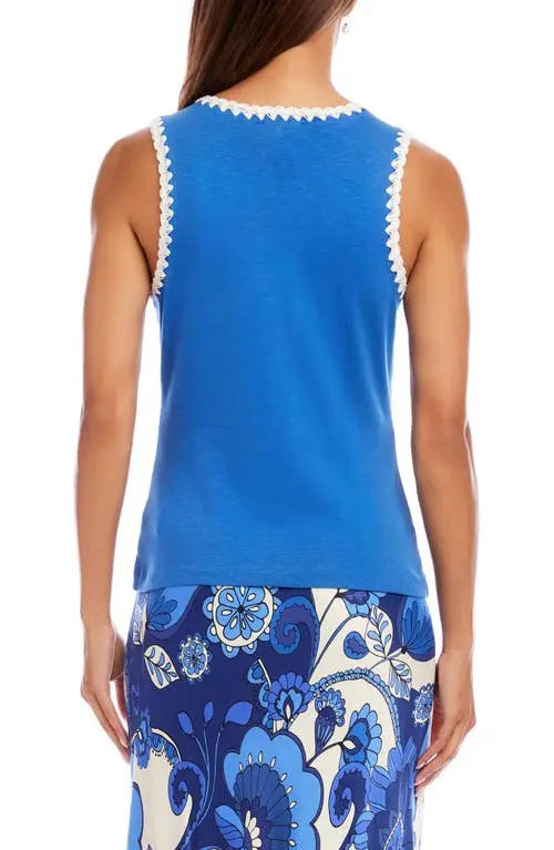 Karen Kane Edge Stitch Tank - Blue