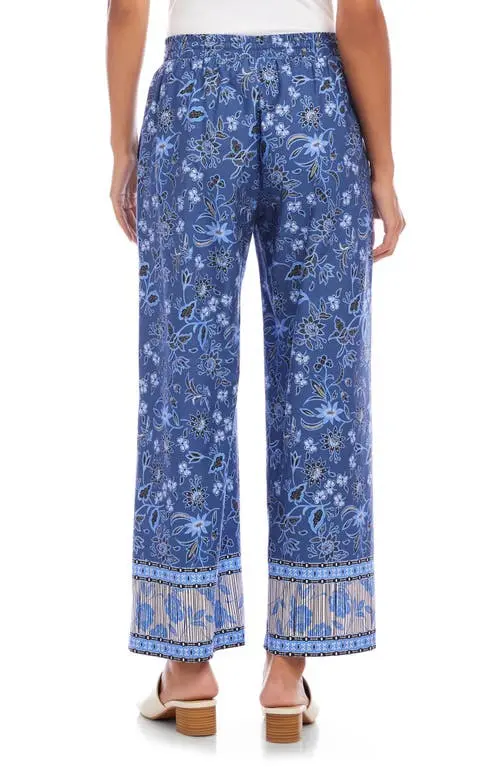 Karen Kane Crop Cotton Drawstring Pants - Blue