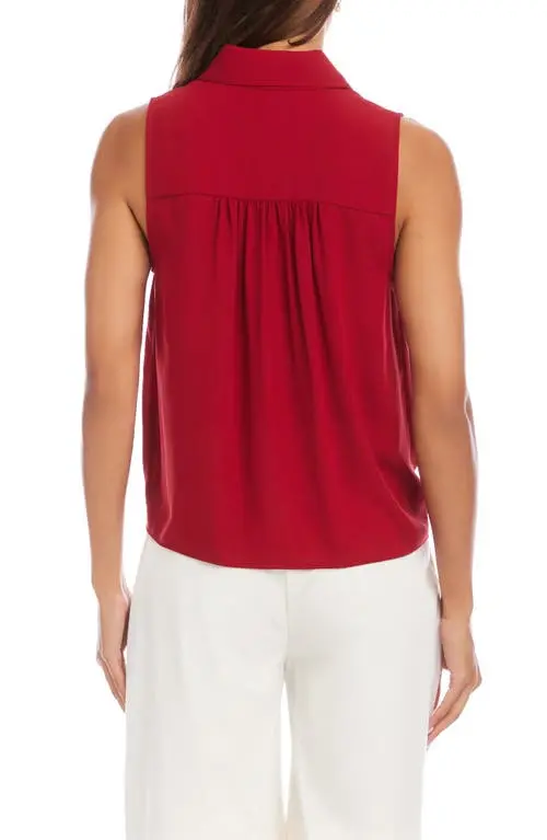 Karen Kane Sleeveless Tie-front Crepe Top - Red