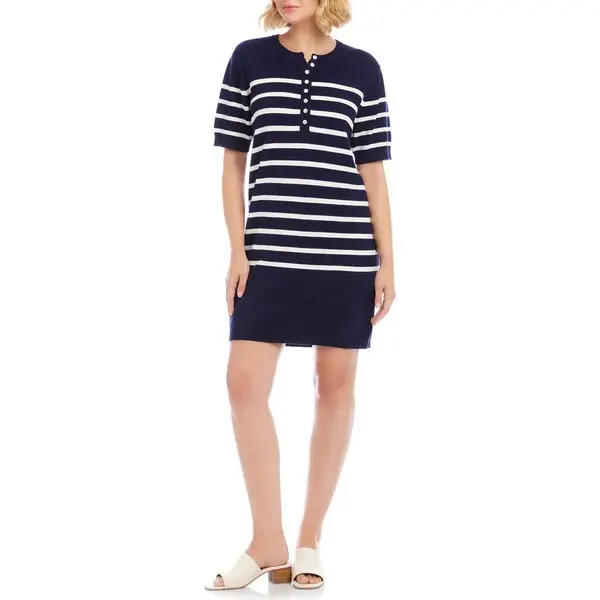 Karen Kane Henley Knit Striped Dress