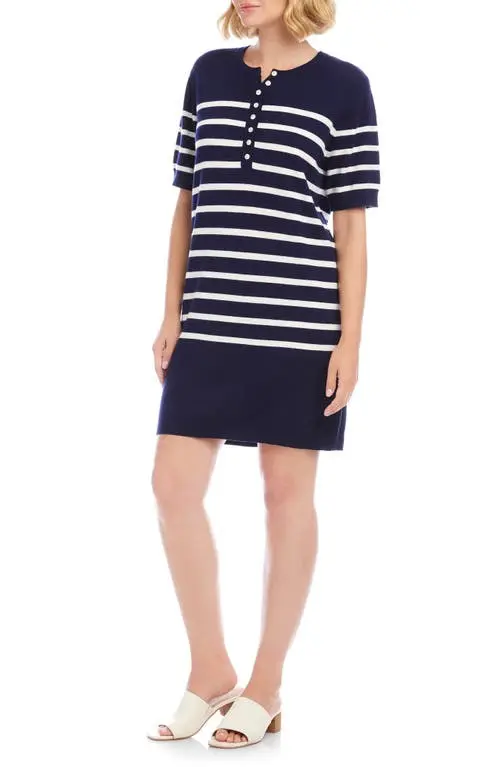 Karen Kane Henley Knit Striped Dress