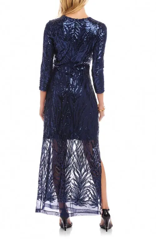 Karen Kane Sequin Long-sleeve Gown