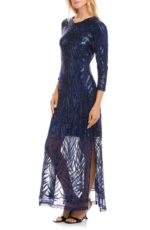 Karen Kane Sequin Long-sleeve Gown