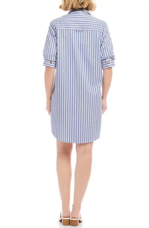 Karen Kane Ruched Sleeve Stripe Shirt Dress