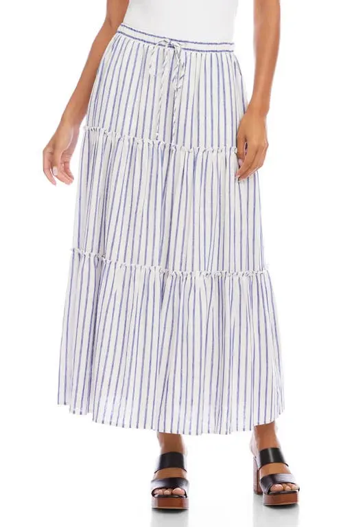 Karen Kane Tiered Stripe Midi Skirt