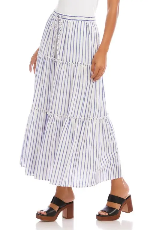 Karen Kane Tiered Stripe Midi Skirt