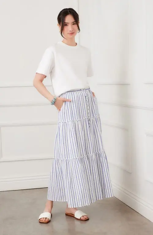 Karen Kane Tiered Stripe Midi Skirt