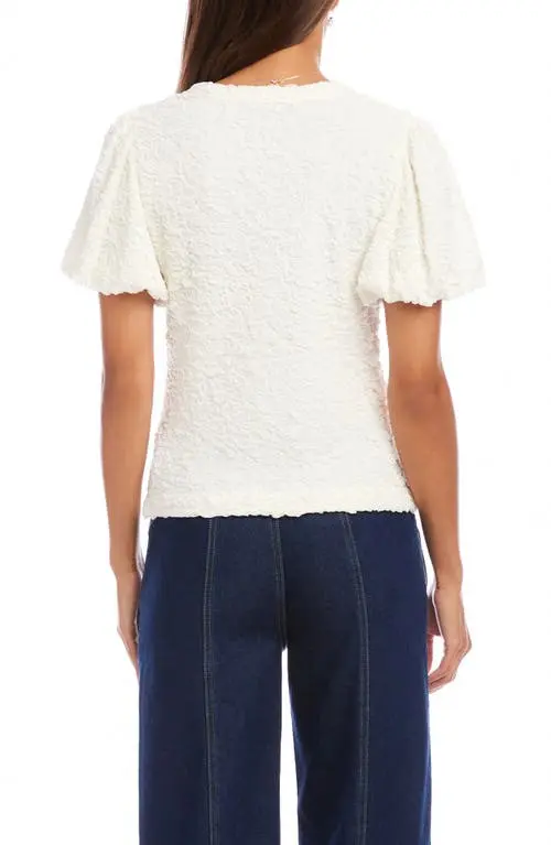 Karen Kane Puff Sleeve Textured Top - White