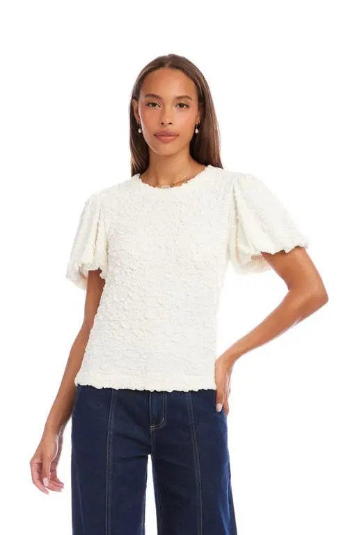 Karen Kane Puff Sleeve Textured Top - White