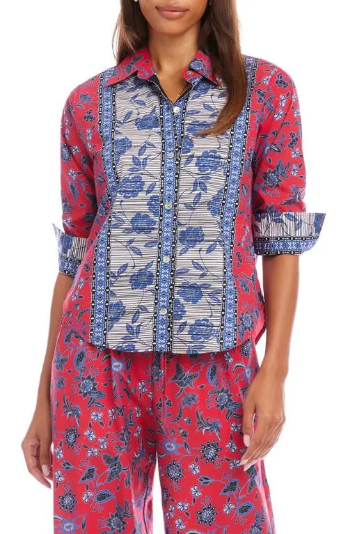Karen Kane Floral Cotton Button-up Shirt