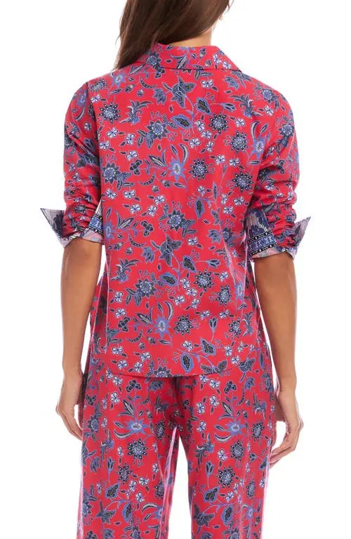 Karen Kane Floral Cotton Button-up Shirt