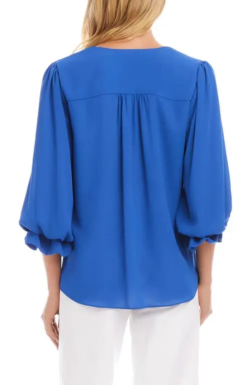 Karen Kane Crossover Hem Asymmetric Top - Blue