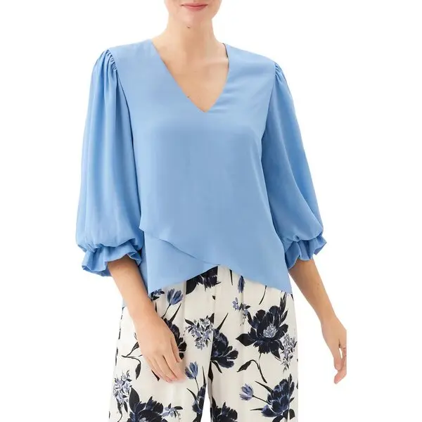 Karen Kane Crossover Hem Top - Chambray