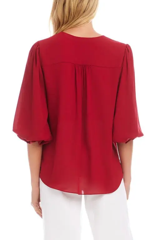 Karen Kane Crossover Hem Asymmetric Top - Red