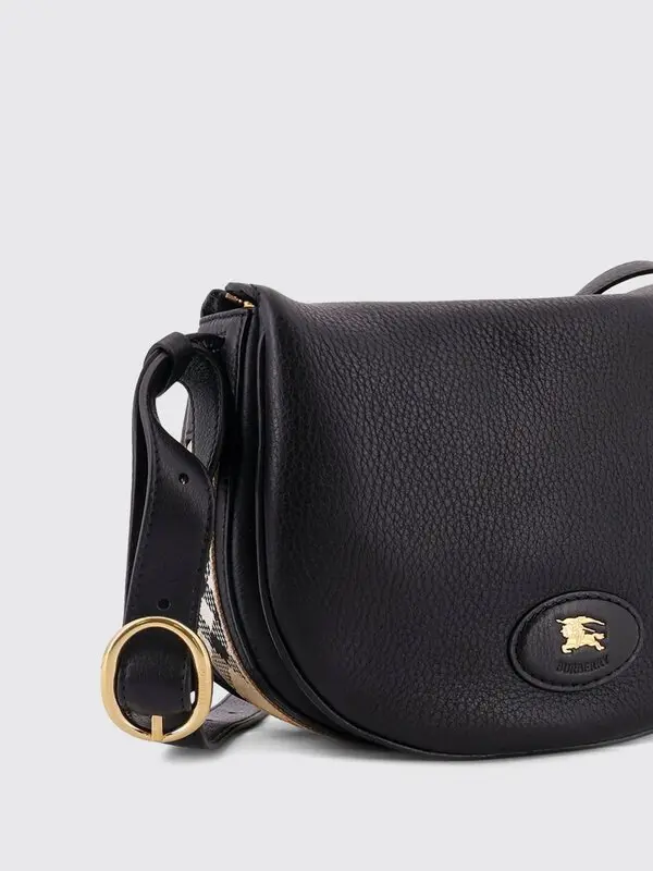 Burberry Hammered Leather Messenger Bag - Black