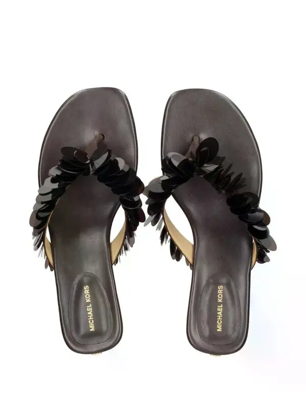 Michael Kors Loretta Embellished Thong Sandals - Brown