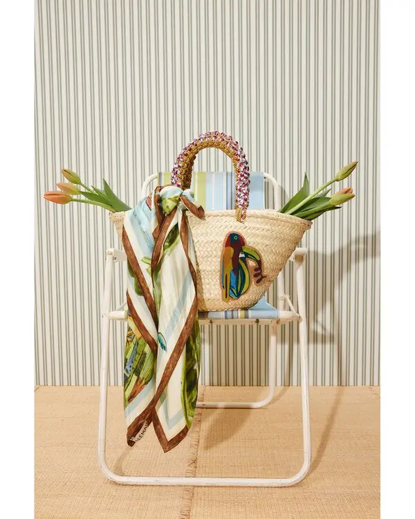 ALEMAIS Midi Straw Basket Tote - Multi