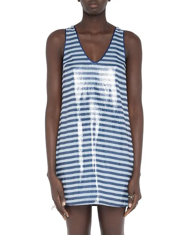 Zadig&Voltaire Rasha Sequin Stripe Dress - Sky
