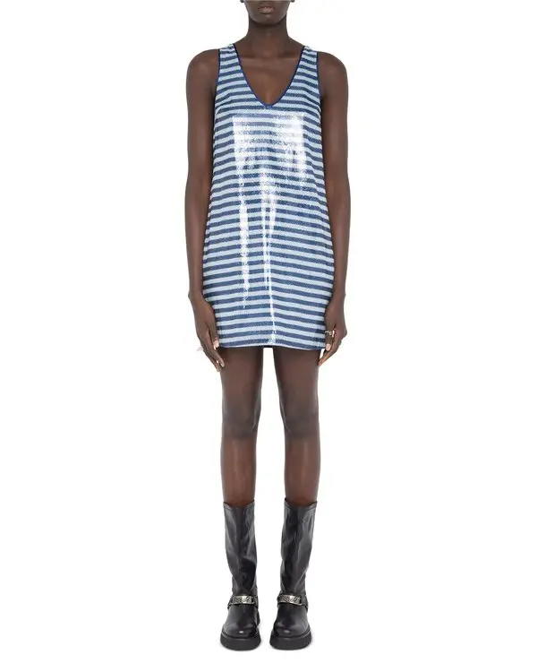 Zadig&Voltaire Rasha Sequin Stripe Dress - Sky