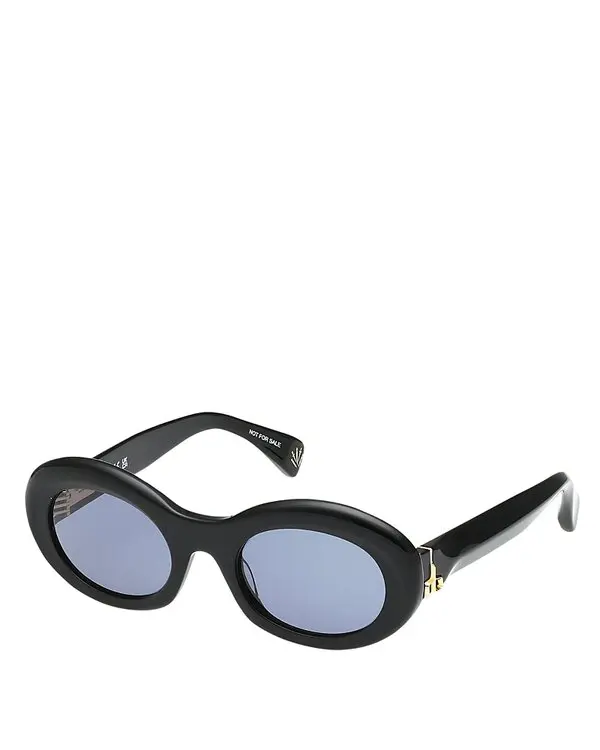 Rag & Bone Oval Sunglasses, 51mm - Shiny Black/blue