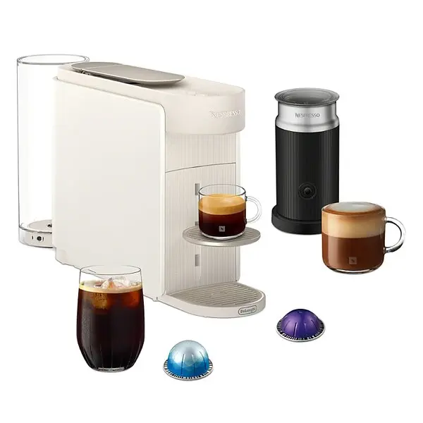 NESPRESSO Vertuo Up Coffee And Espresso Maker Delonghi With Aeroccino Milk Frother - White