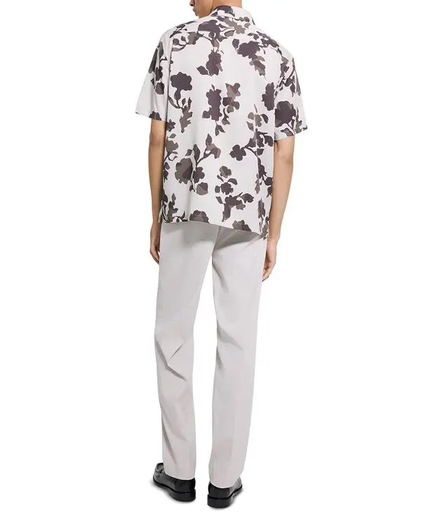 Theory Irving Short Sleeve Button Down Shirt - Silver Cloud Multi