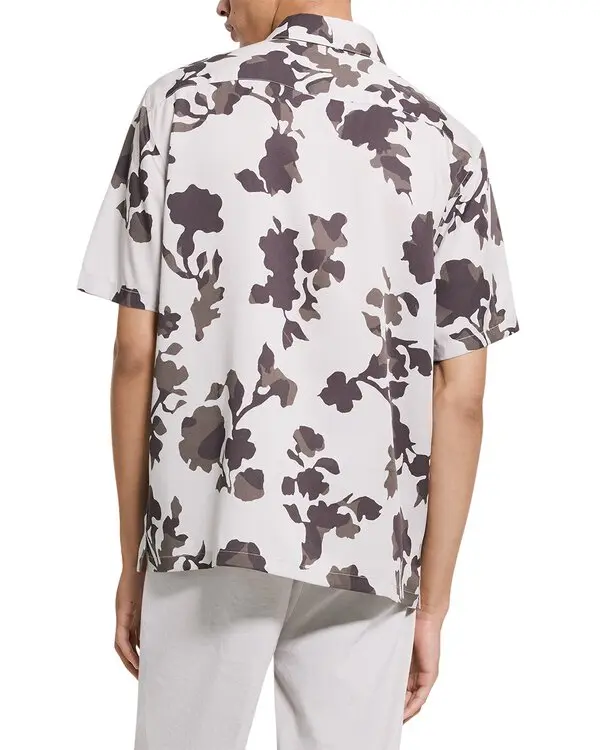 Theory Irving Short Sleeve Button Down Shirt - Silver Cloud Multi