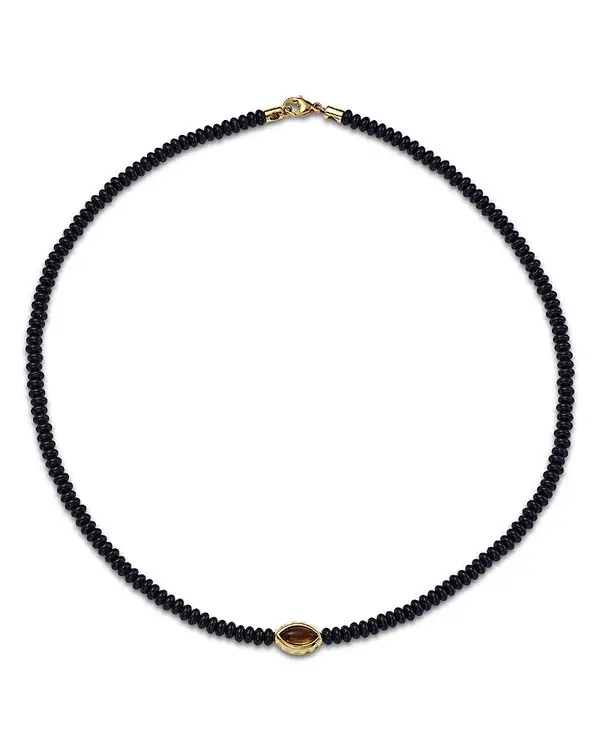 Luis Morais 14k Yellow Gold Citrine Eye Of The Idol & Bead Collar Necklace - Onyx