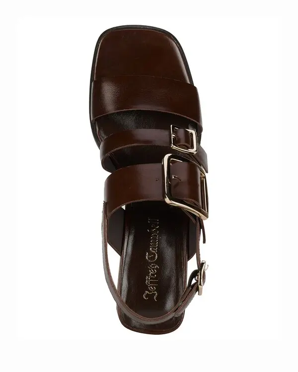 Jeffrey Campbell Righteous Buckled Block Heel Sandals - Brown