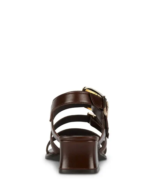 Jeffrey Campbell Righteous Buckled Block Heel Sandals - Brown