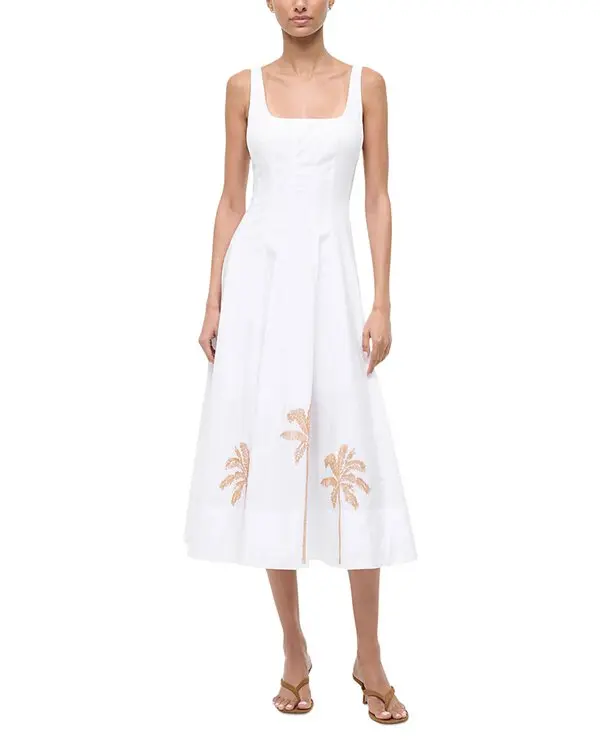 Staud Wells Dress - White Embroidery