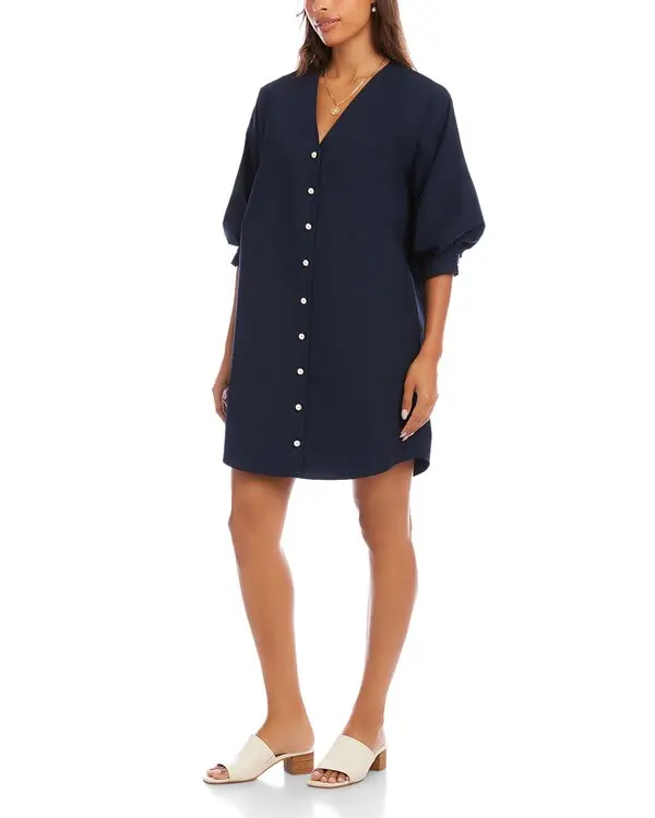 Karen Kane Lantern Sleeve Button Dress