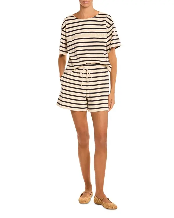 Moncler Striped Cotton Shorts With Drawstring Waist - White