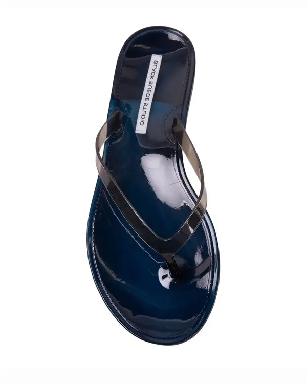 BLACK SUEDE STUDIO Crystal Jelly Flip Flops - Navy