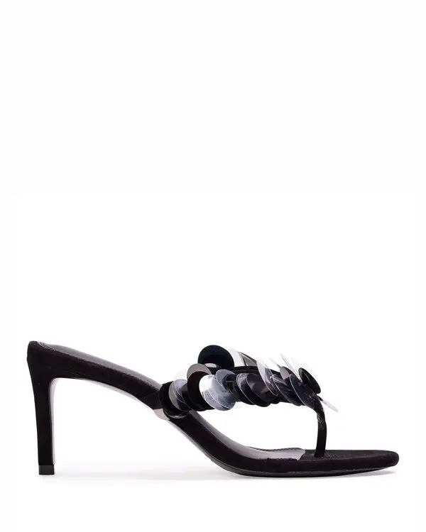 BLACK SUEDE STUDIO Paillette Thong Sandals - Black