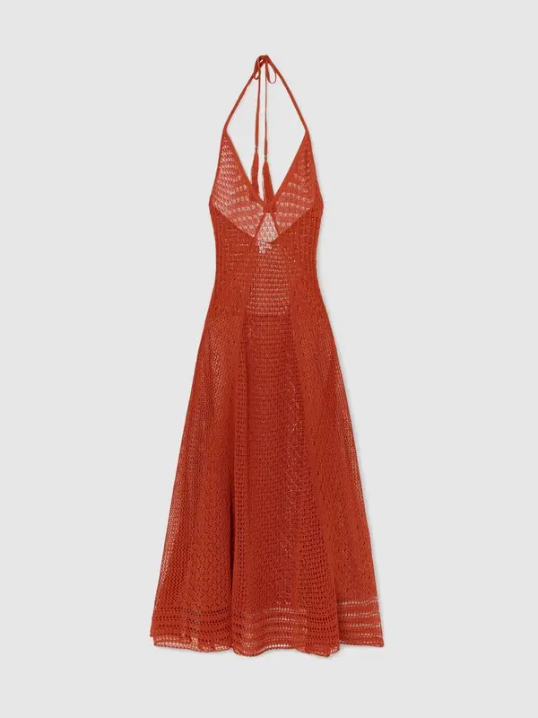 Reiss Libby Crochet Beach Dress - Coral Red | Editorialist